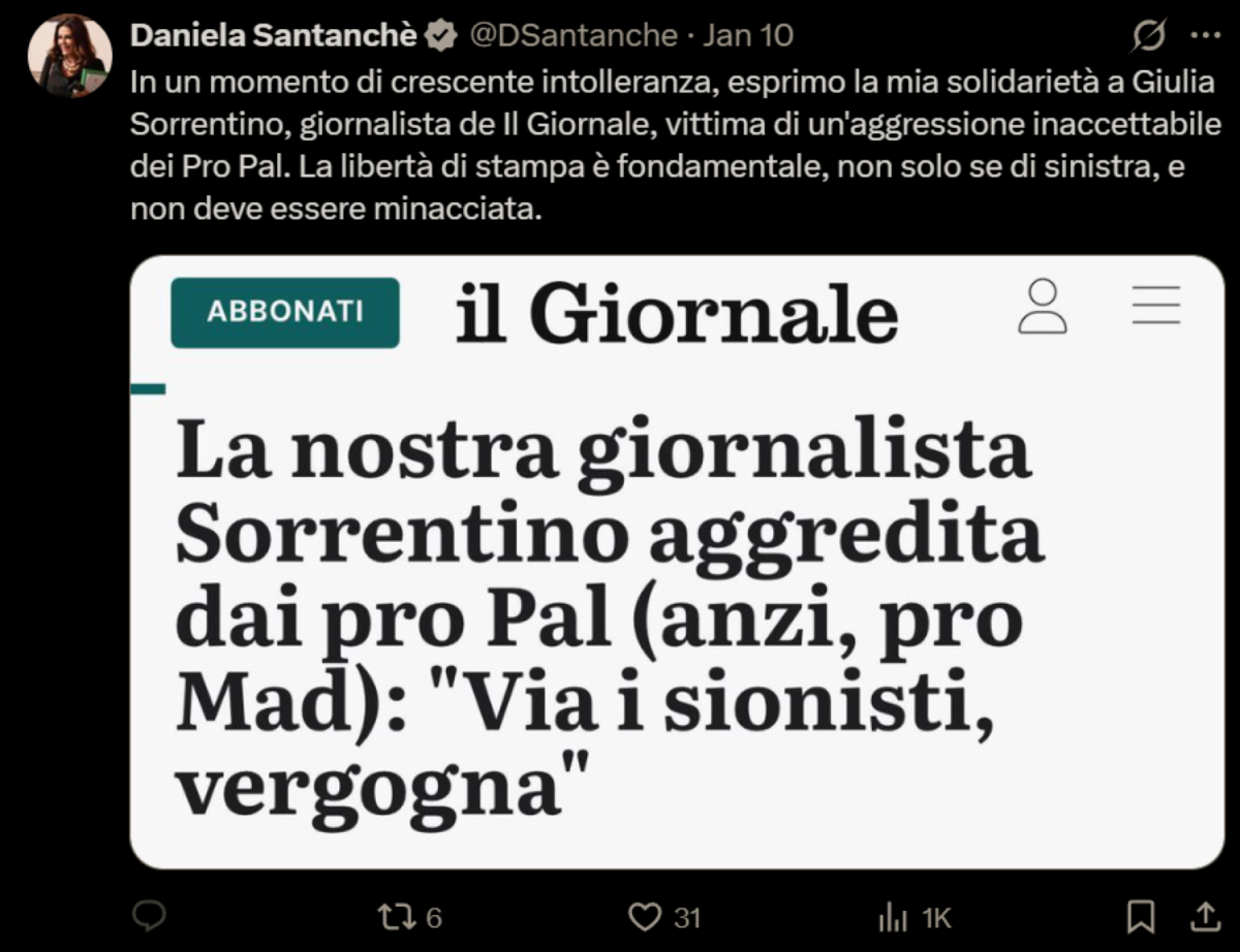 Santanchè: solidarietà a Giulia Sorrentino giornalista de Il Giornale ...