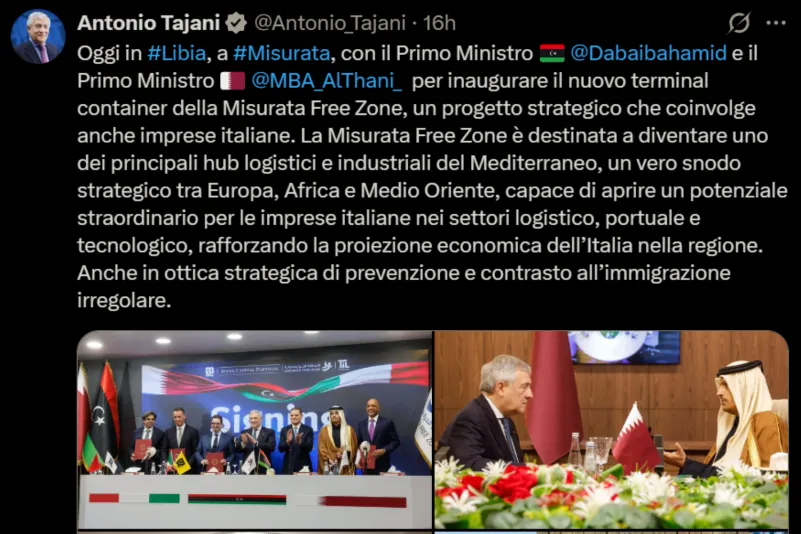 Tajani: inaugurato in Libia il nuovo terminal container della Misurata ...